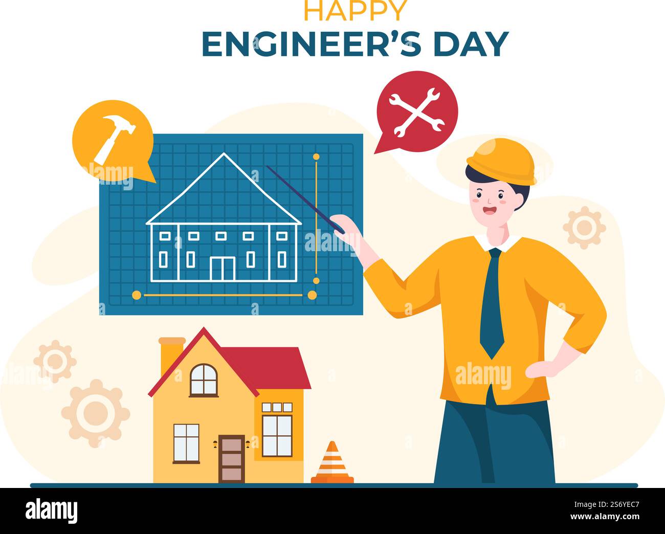 Happy Engineers Day Illustration Commemorative for Engineer with Worker ...