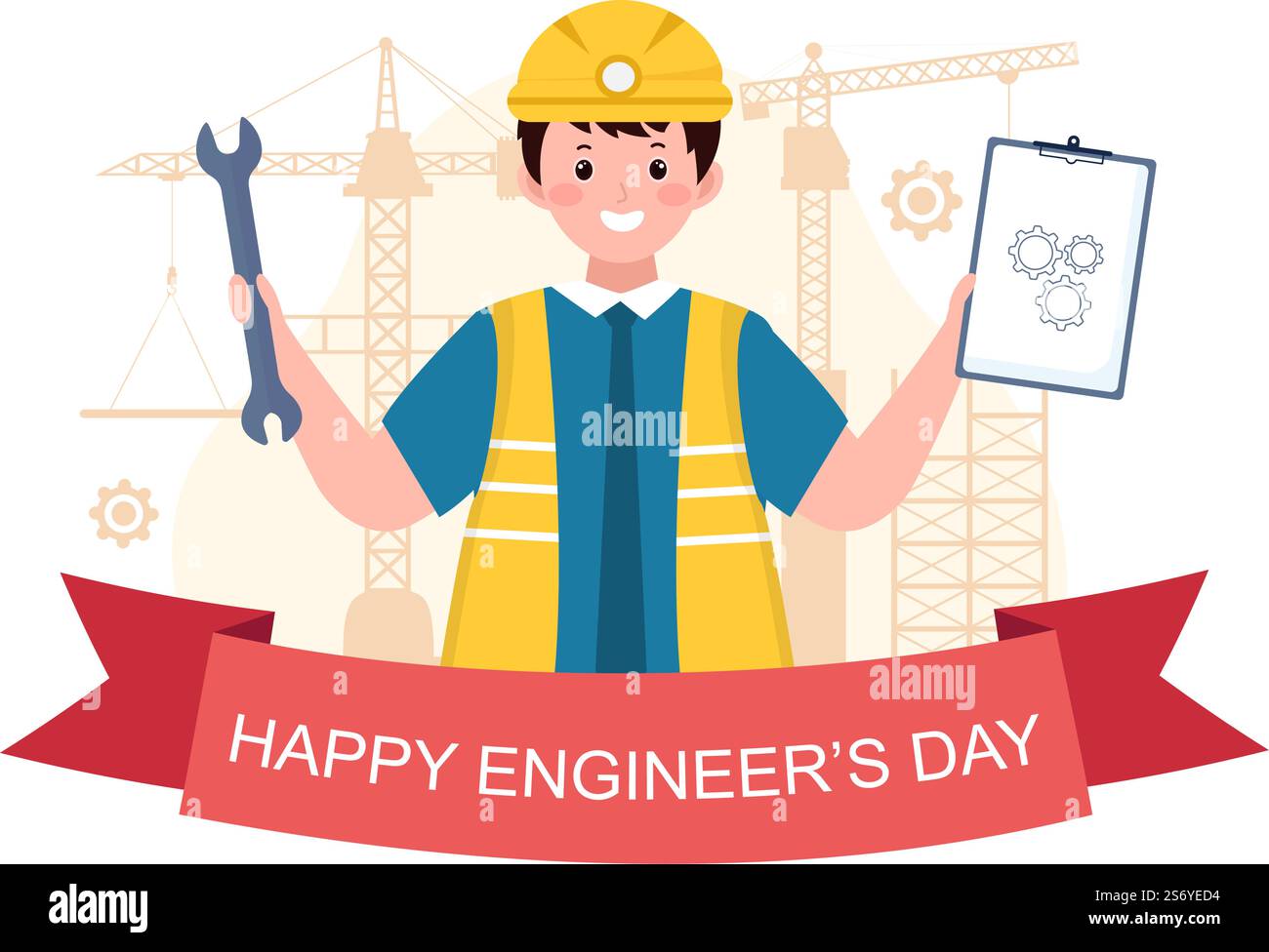 Happy Engineers Day Illustration Commemorative for Engineer with Worker ...