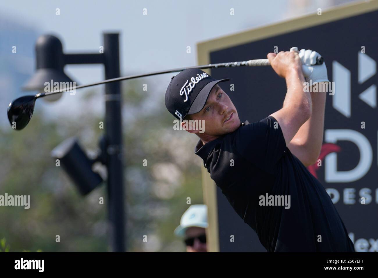 Daniel Hillier of New Zealand hits off the first tee during the third ...