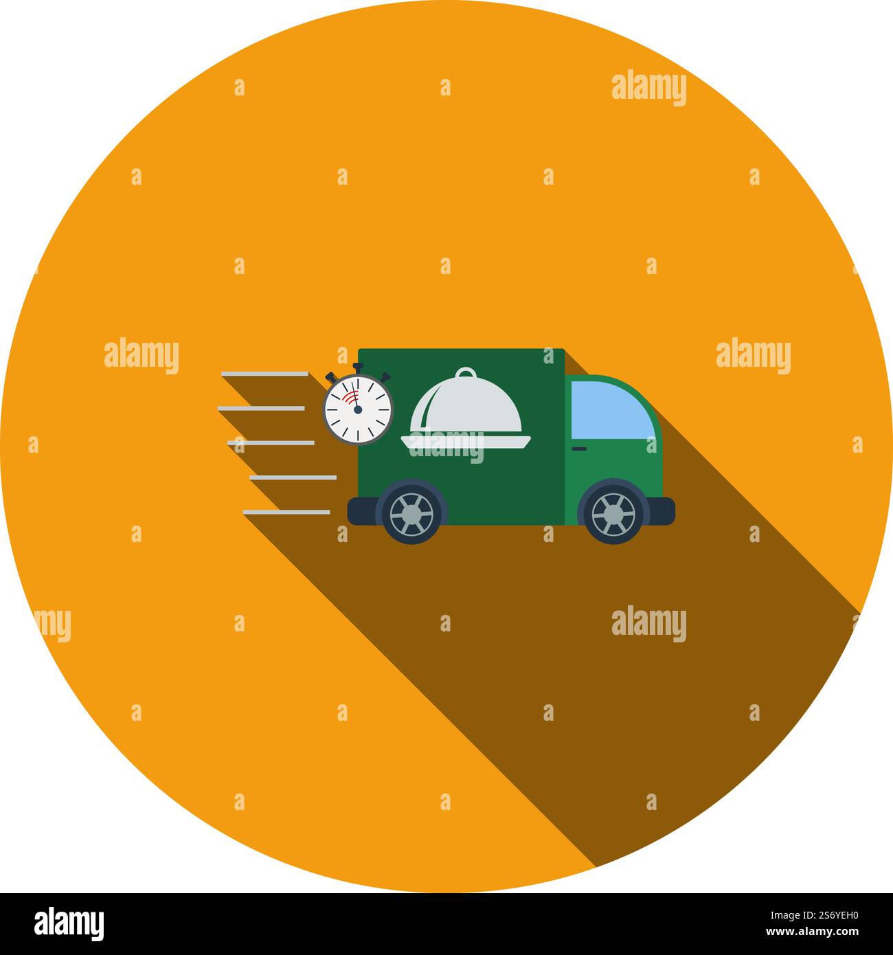 Fast Food Delivery Car Icon. Flat Color Design. Vector Illustration ...