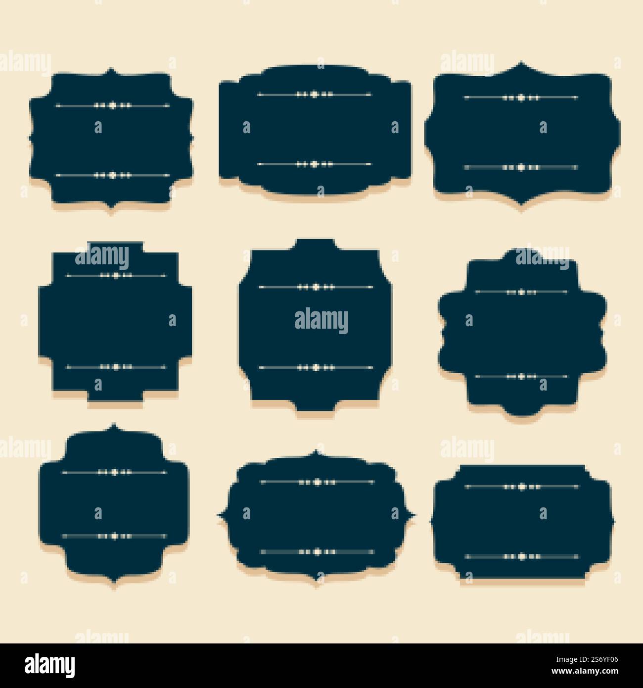 vintage invitation label frames set of nine Stock Vector Image & Art ...
