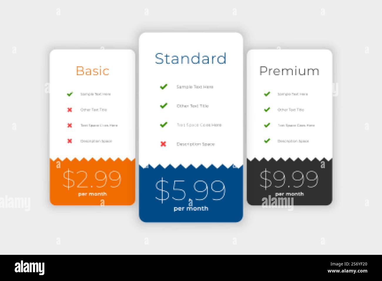 clean plans and pricing web comparison boxes Stock Vector Image & Art - Alamy