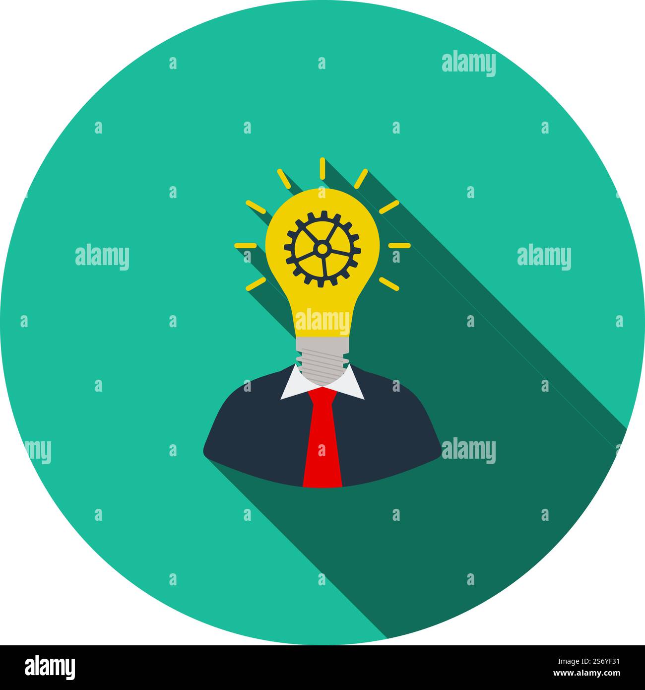 Innovation Icon. Flat Circle Stencil Design With Long Shadow. Vector ...