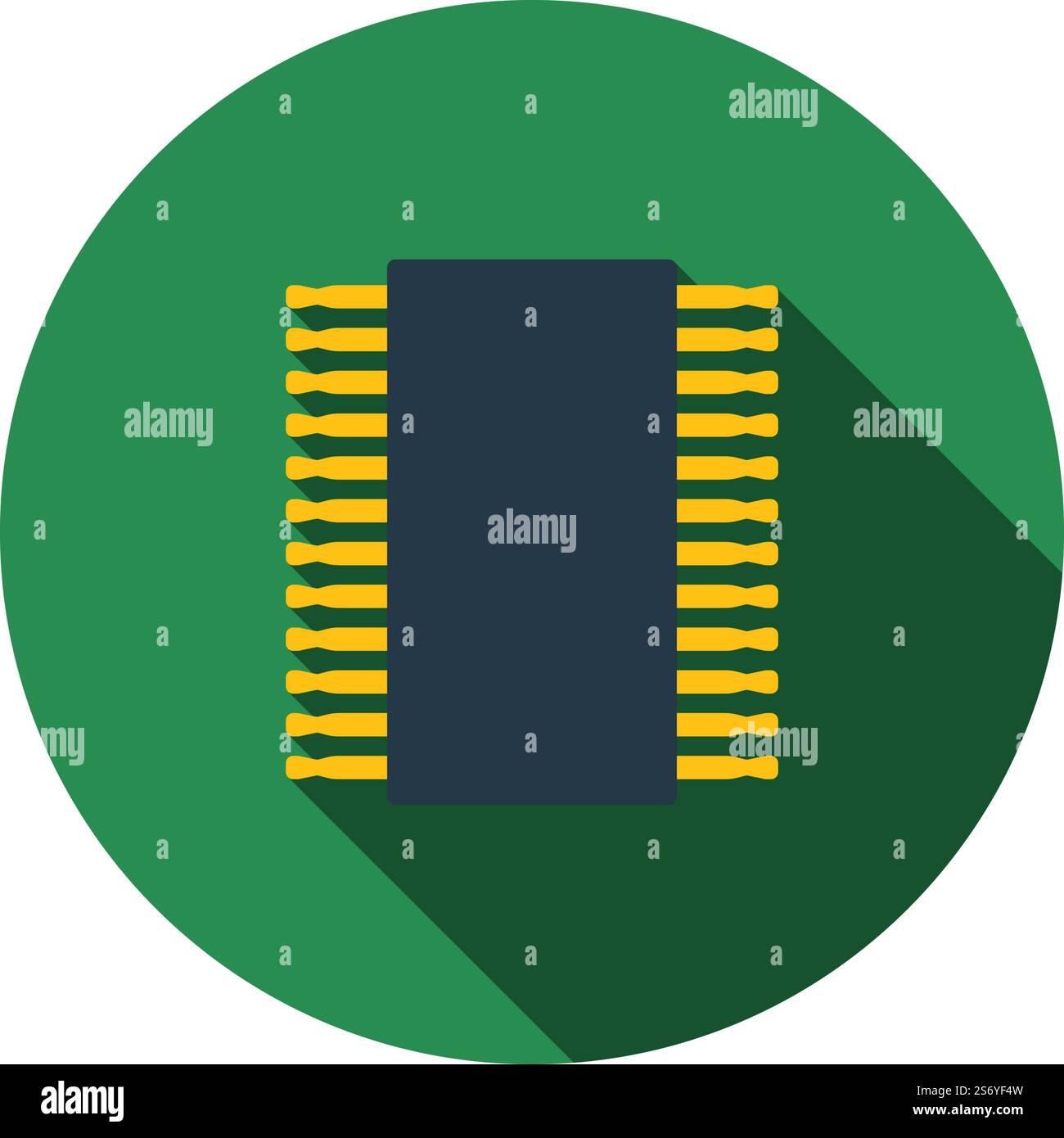 Chip Icon. Flat Circle Stencil Design With Long Shadow. Vector ...