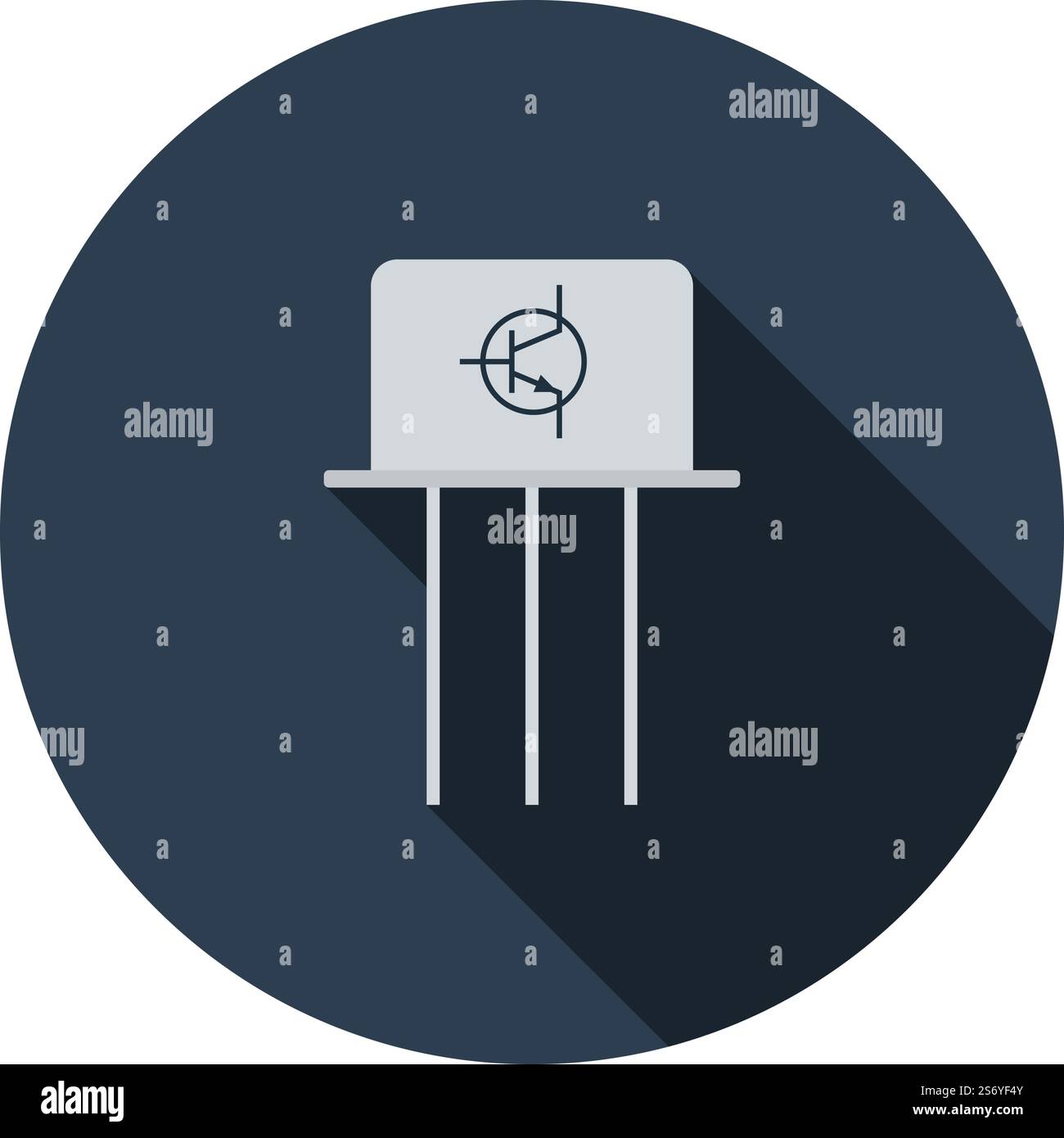 Transistor Icon. Flat Circle Stencil Design With Long Shadow. Vector ...