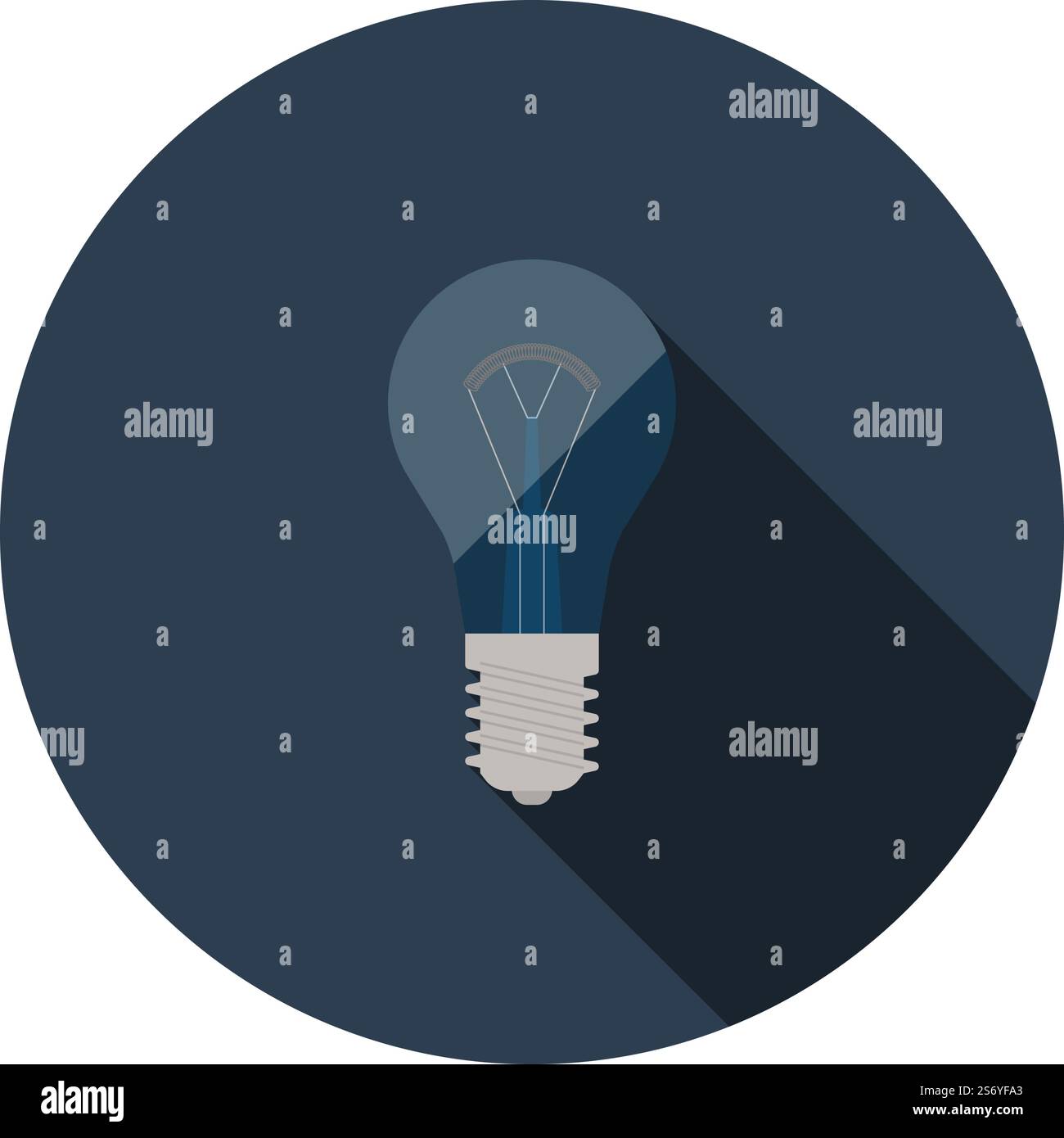 Electric Bulb Icon. Flat Circle Stencil Design With Long Shadow. Vector ...