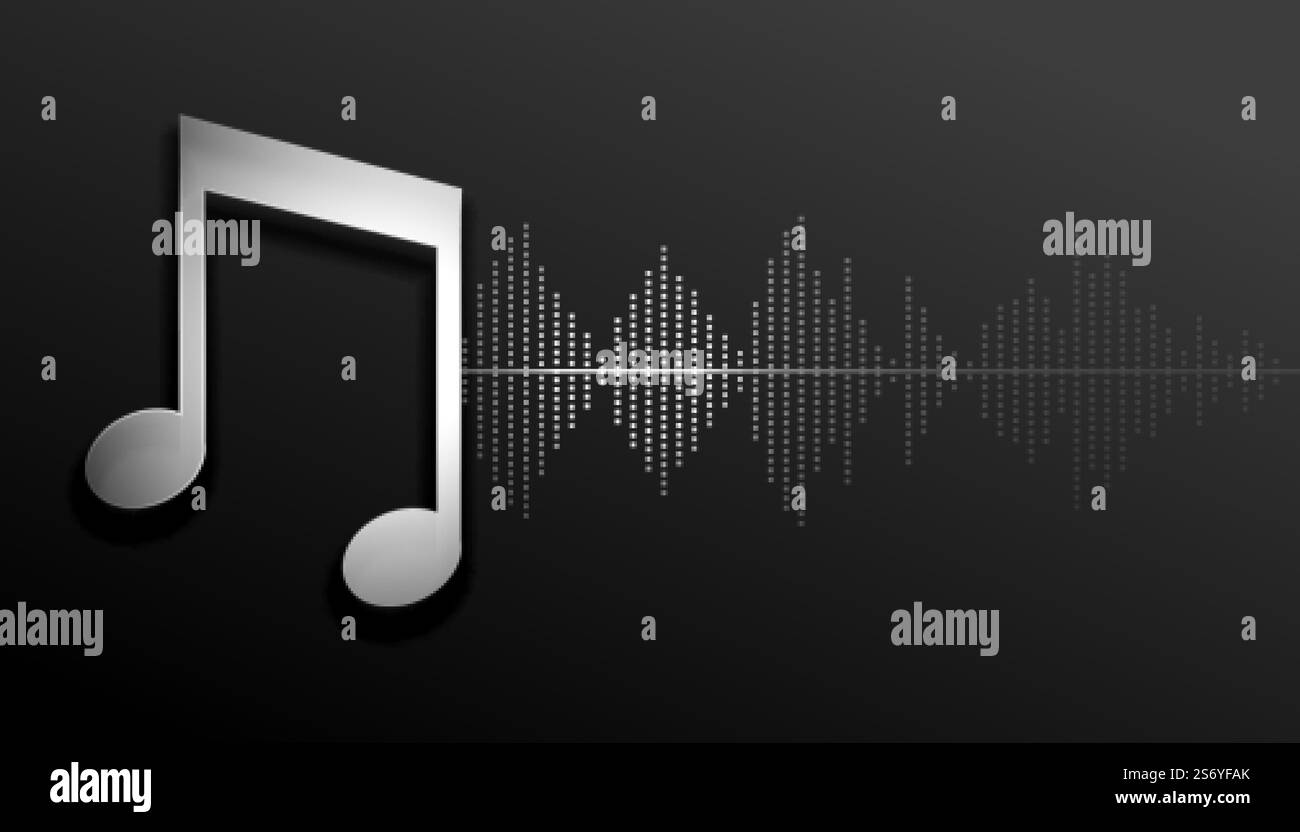 music notes with sound wave equalizer frequency background Stock Vector ...