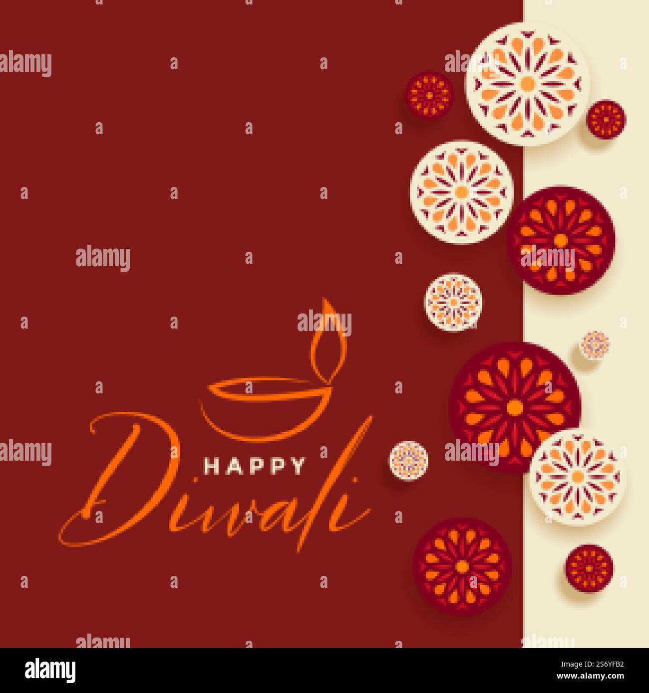 decorative indian style happy diwali festival card design Stock Vector ...