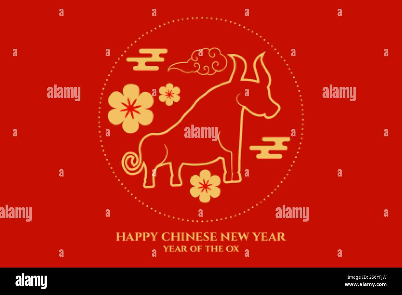 Greetings of chinese new year of ox with flowers vector Stock Vector ...