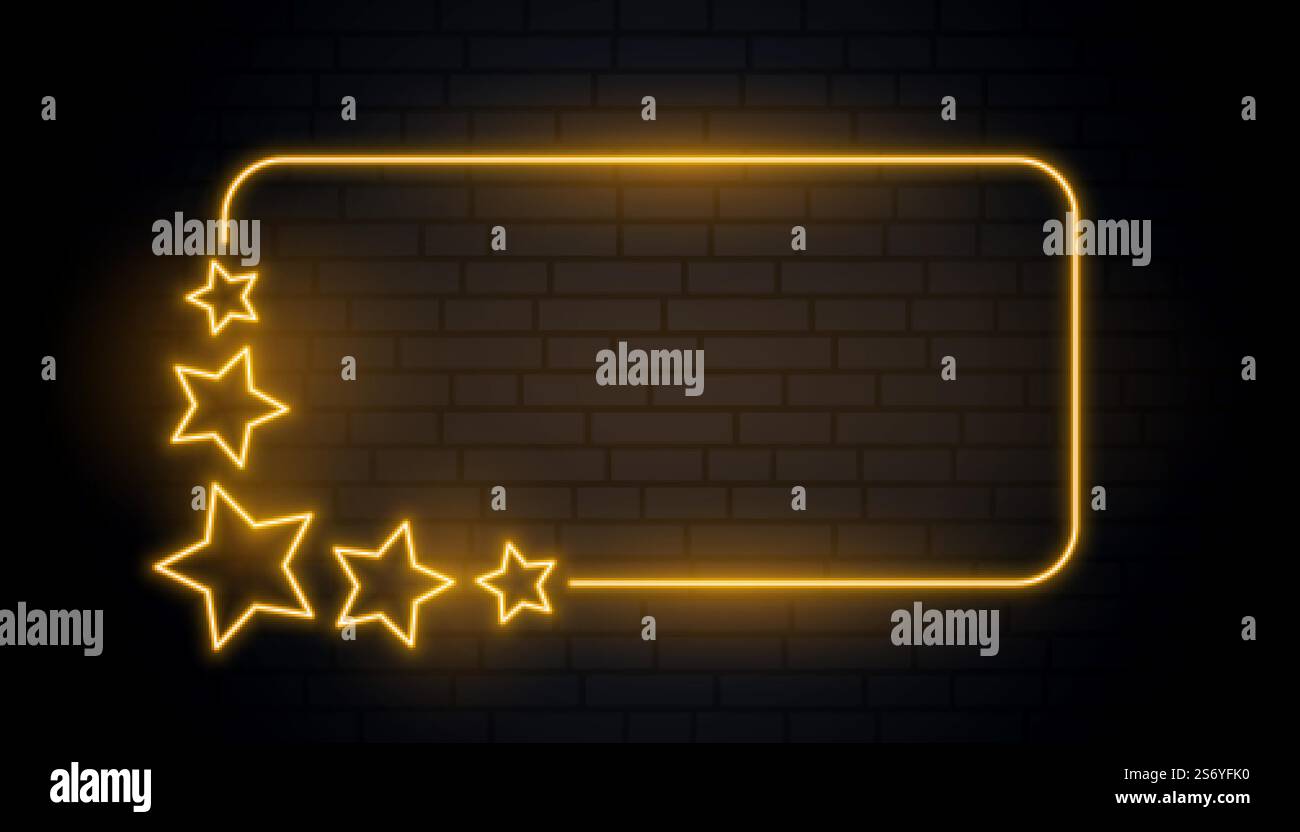 golden stars neon glowing frame design Stock Vector Image & Art - Alamy
