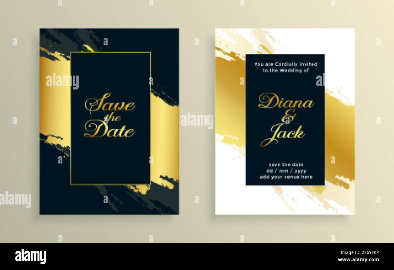 nice golden watercolor wedding card design Stock Vector Image & Art - Alamy