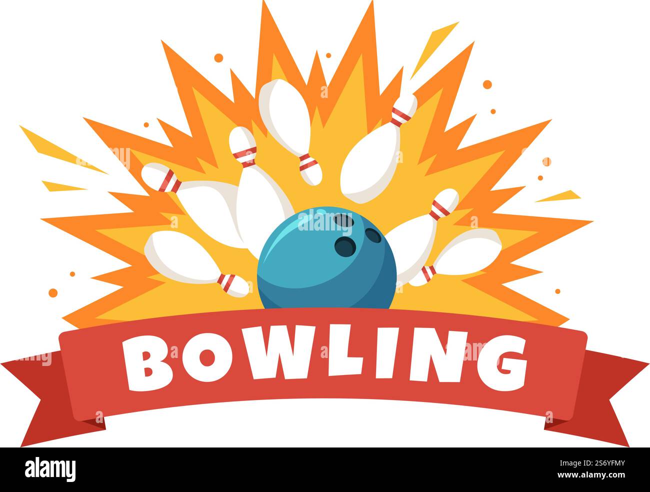 Bowling Game Hand Drawn Cartoon Flat Background Design Illustration ...