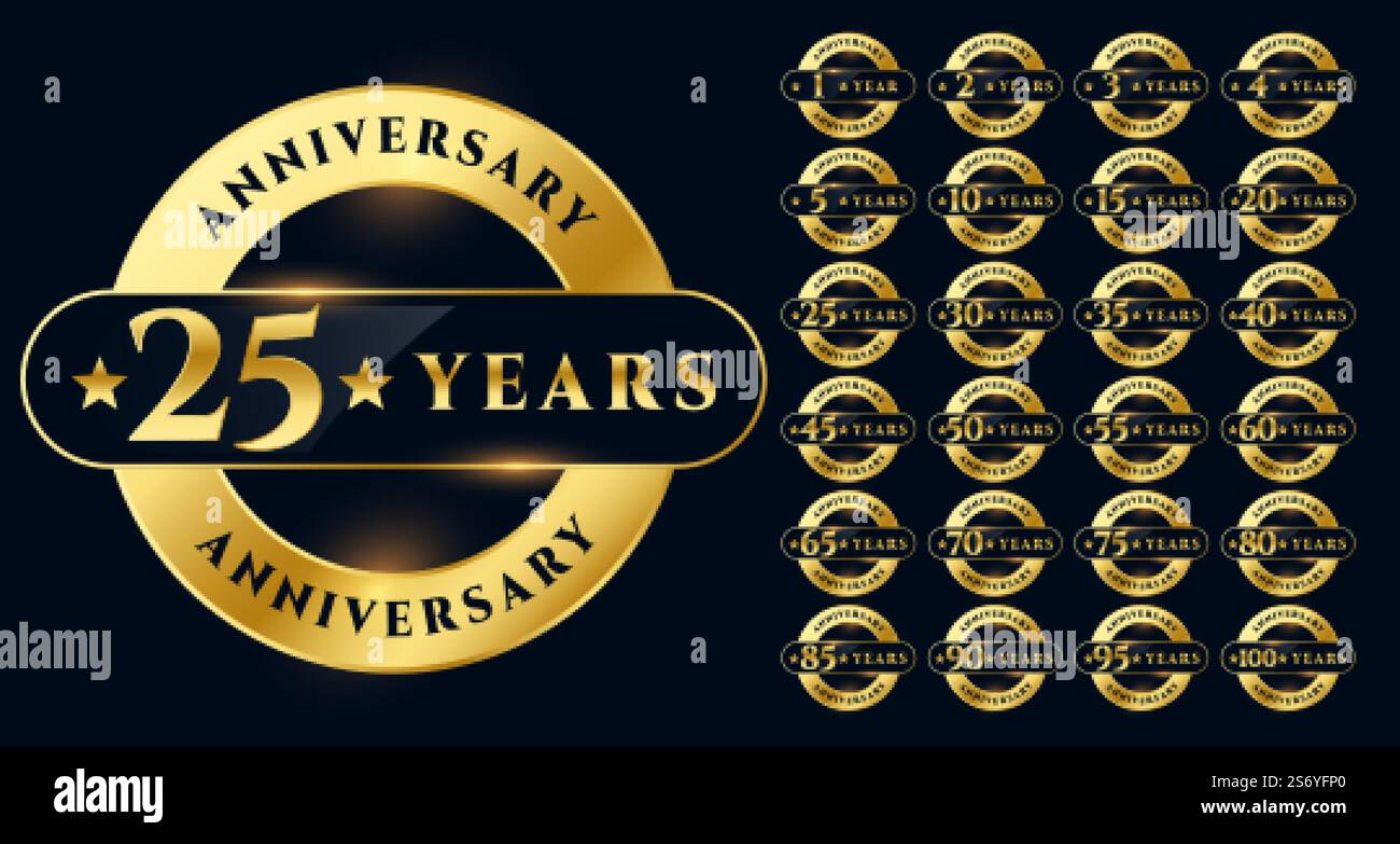 golden anniversary labels big set design Stock Vector Image & Art - Alamy