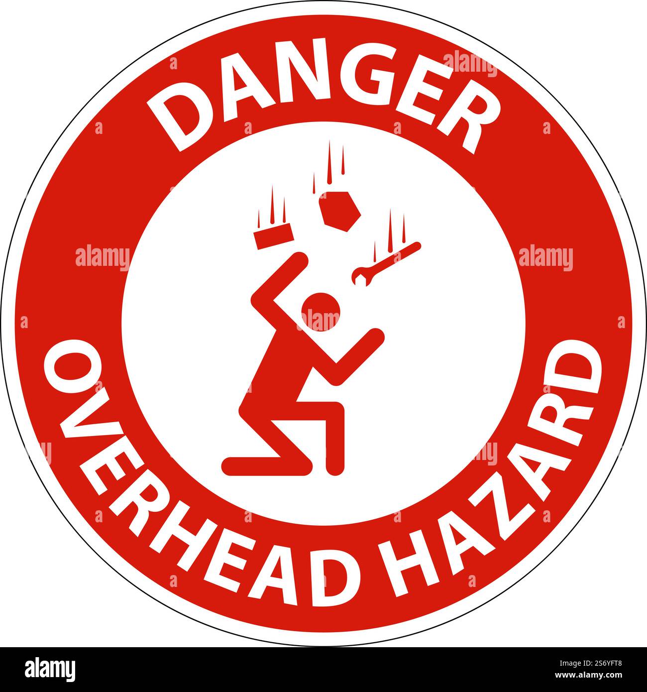 Danger Overhead Hazard Sign On White Background Stock Vector Image ...