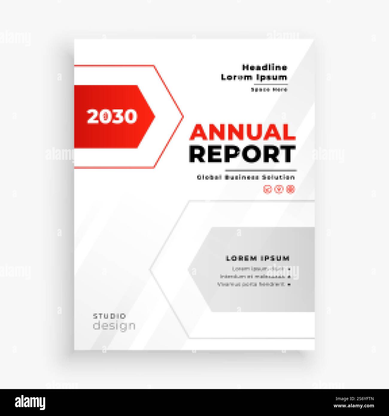 stylish red and whte business annual report template Stock Vector Image ...
