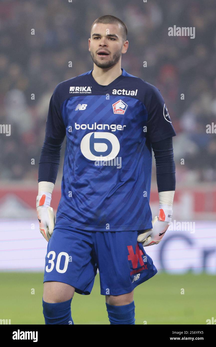 Lille goalkeeper Lucas Chevalier during the French championship Ligue 1 ...