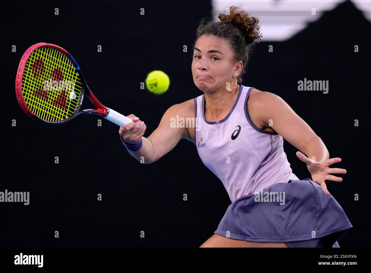 Jasmine Paolini of Italy plays a forehand return to Elina Svitolina of ...