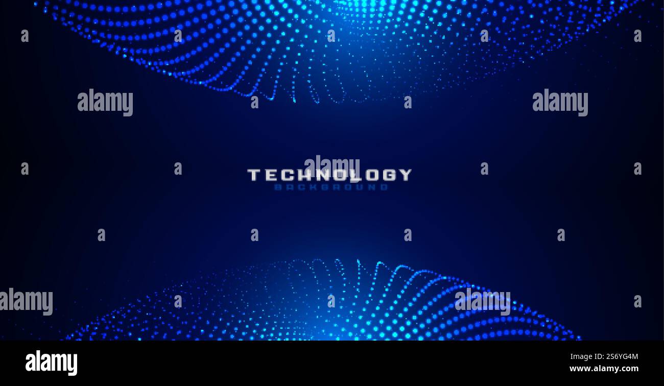 blue digital particle dots circular mesh background Stock Vector Image ...