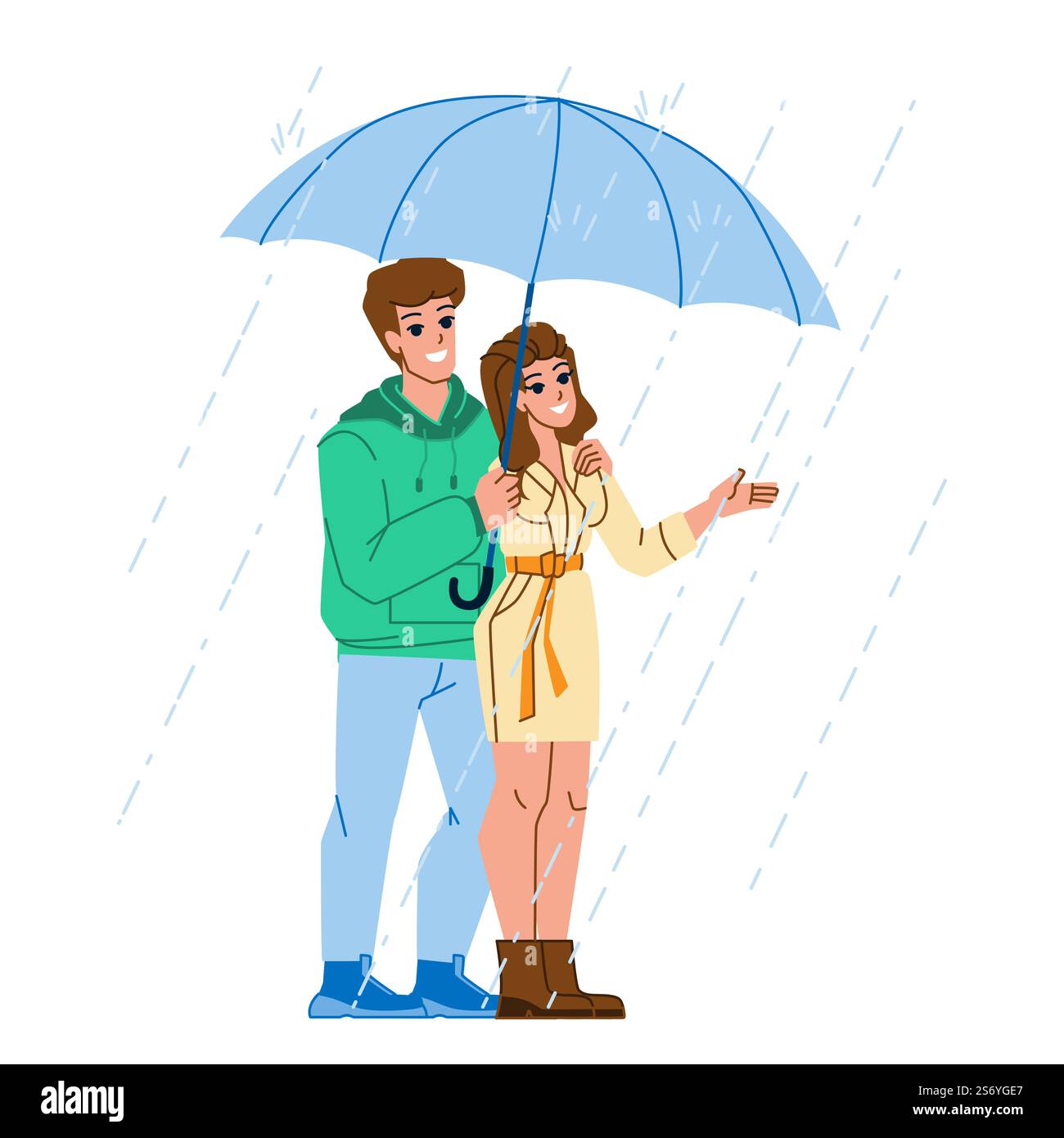 couple with umbrella vector. rain love, date man woman, city street ...