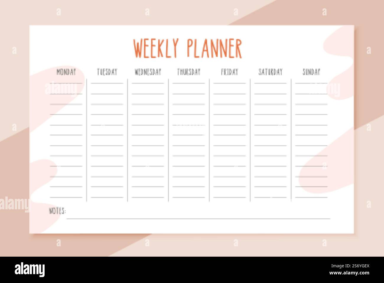 weekly planner template card for notes Stock Vector Image & Art - Alamy