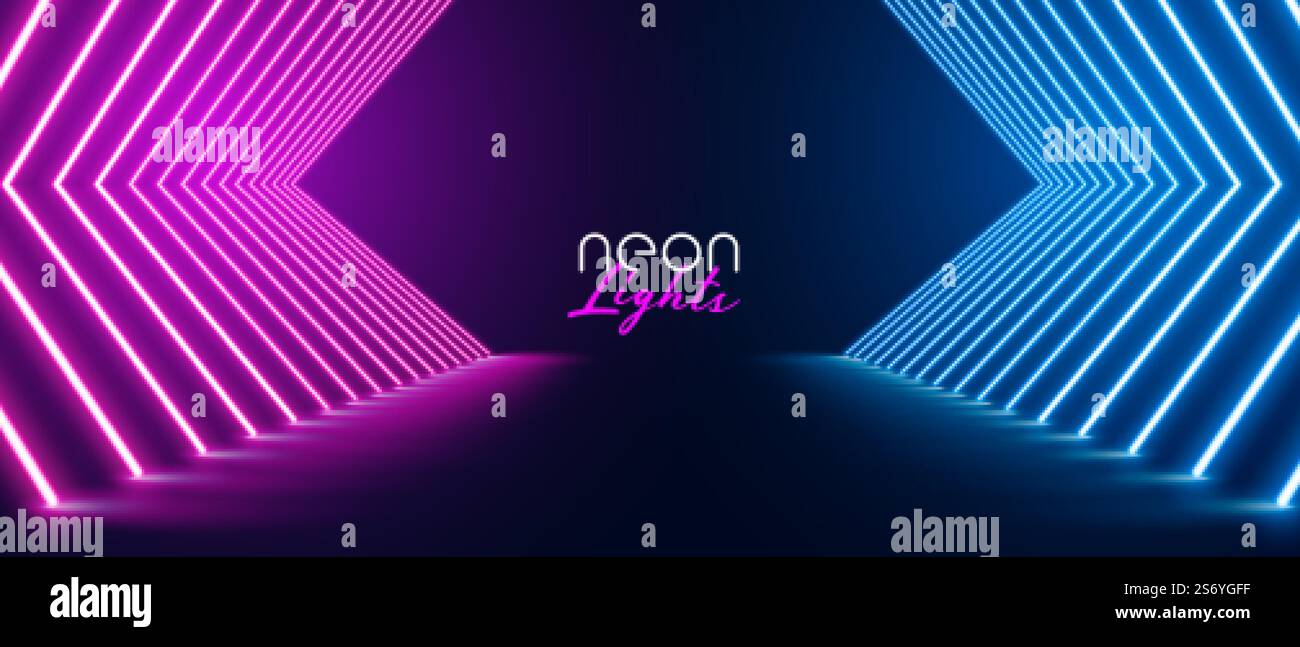 pink and blue neon stage path floor banner Stock Vector Image & Art - Alamy