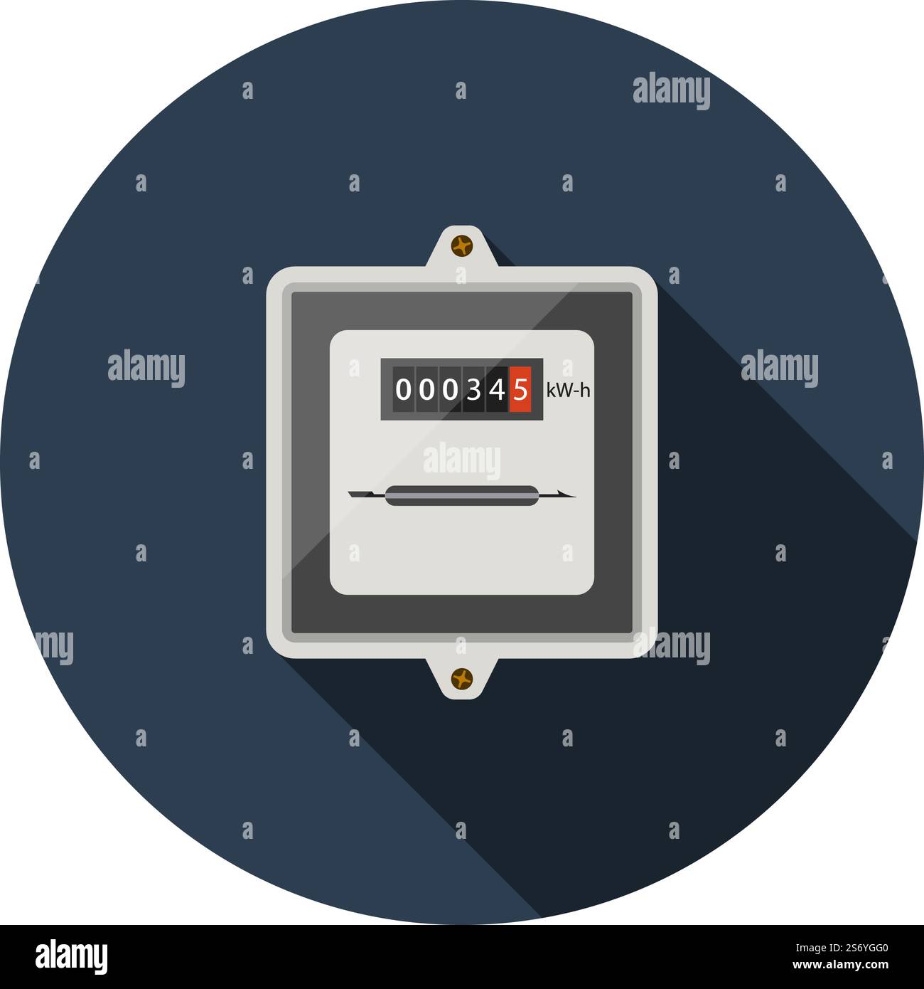 Electric Meter Icon. Flat Circle Stencil Design With Long Shadow ...
