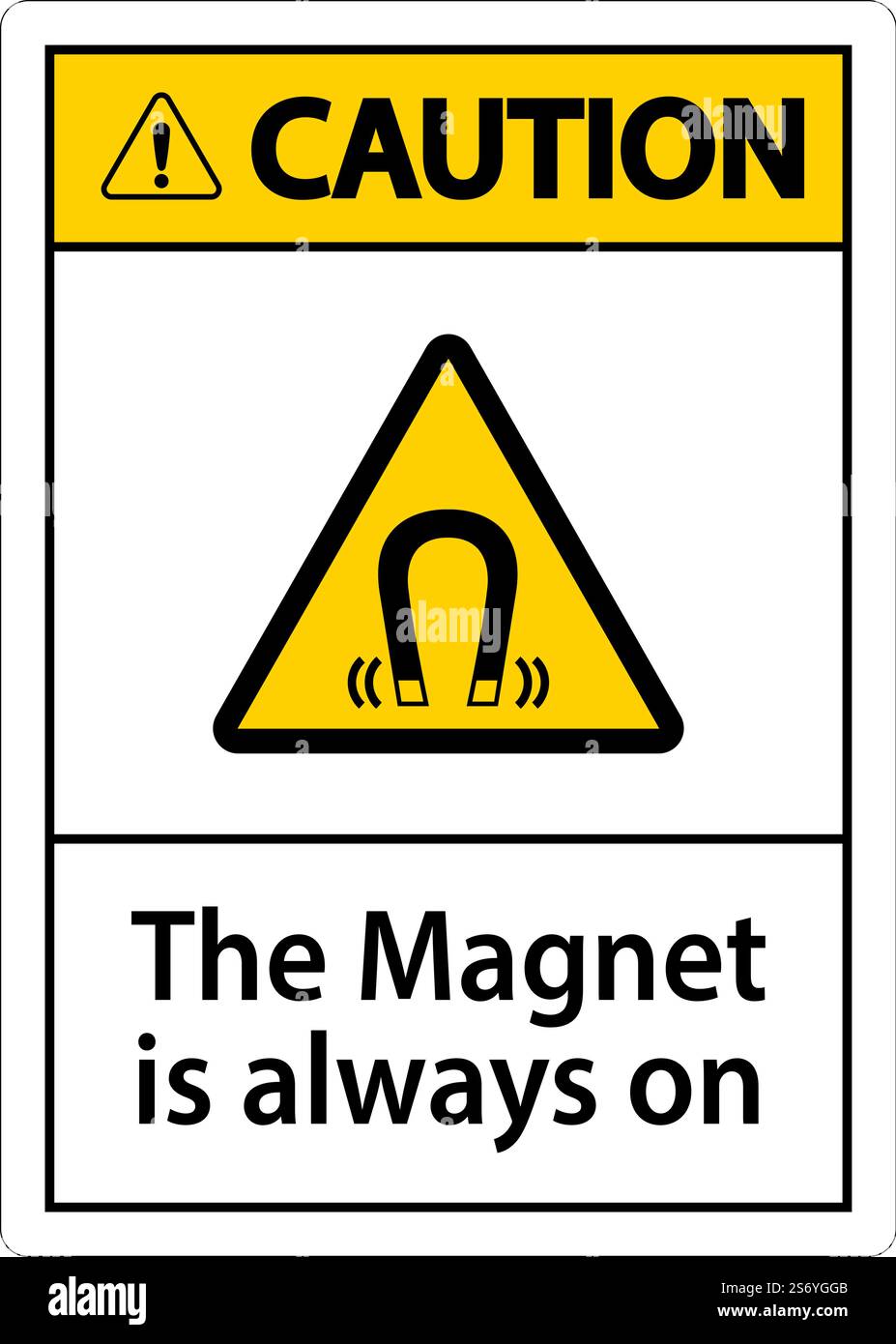 Caution magnet is always sign on white background Stock Vector Image ...