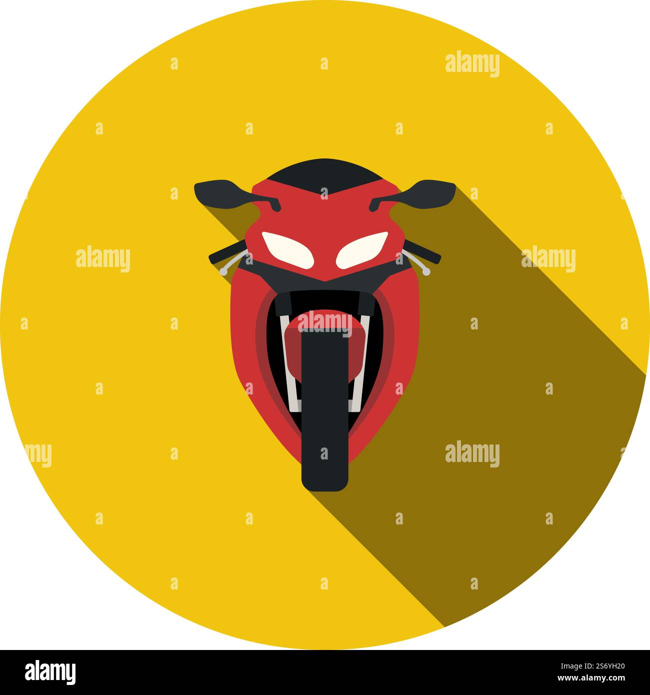 Motorcycle Icon. Flat Circle Stencil Design With Long Shadow. Vector ...