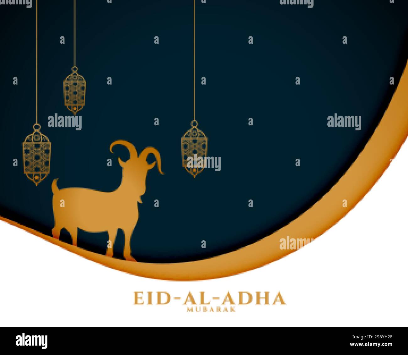 bakrid 2021 wishes card with goat and hanging lanterns Stock Vector ...