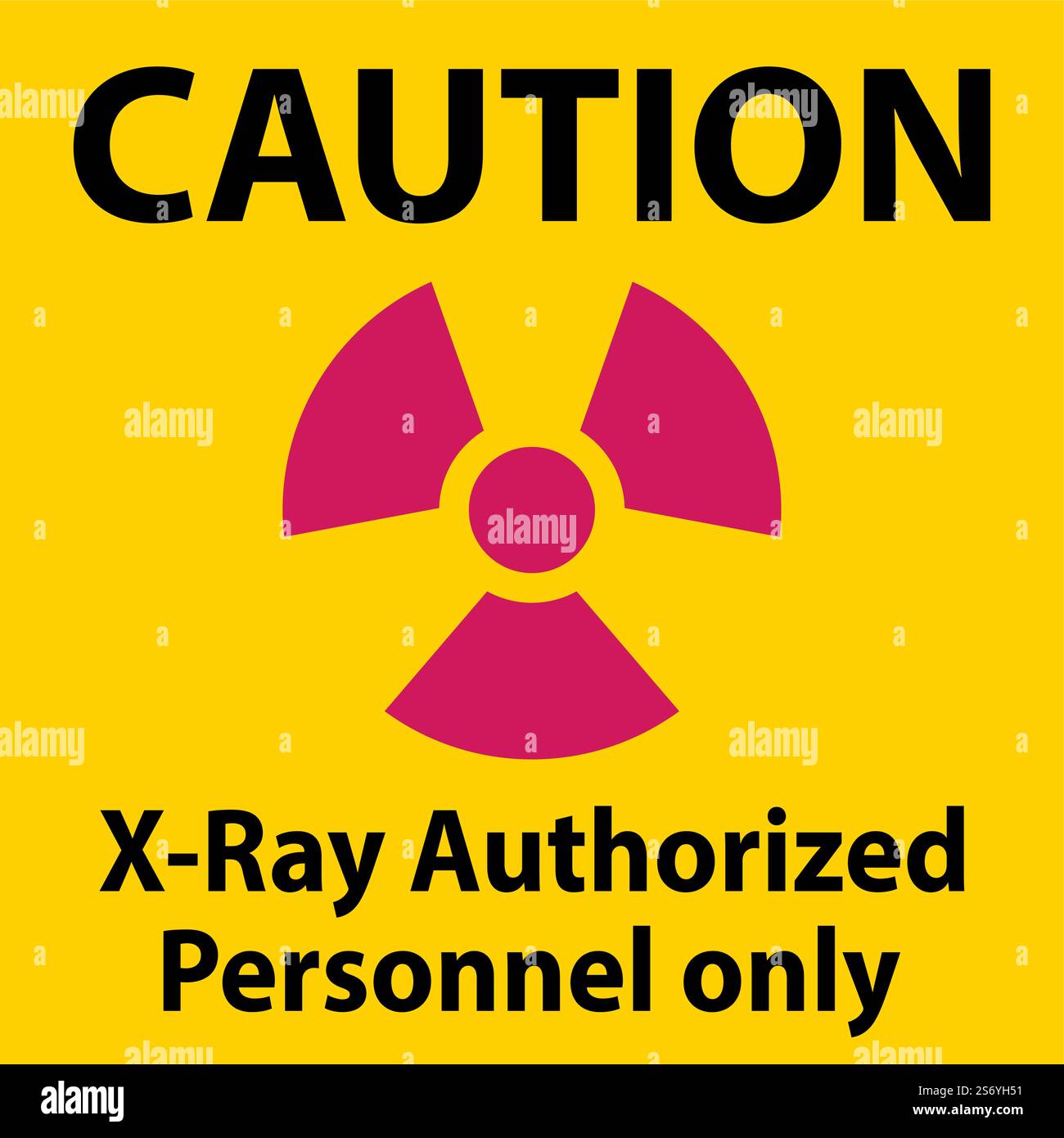 Caution Sign x-ray authorized personnel only On White Background Stock ...