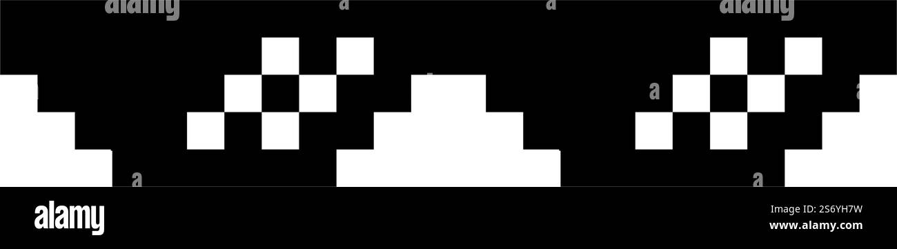 Funny Black Pixelated Sunglasses. Simple Linear Illustration of 8-bit ...