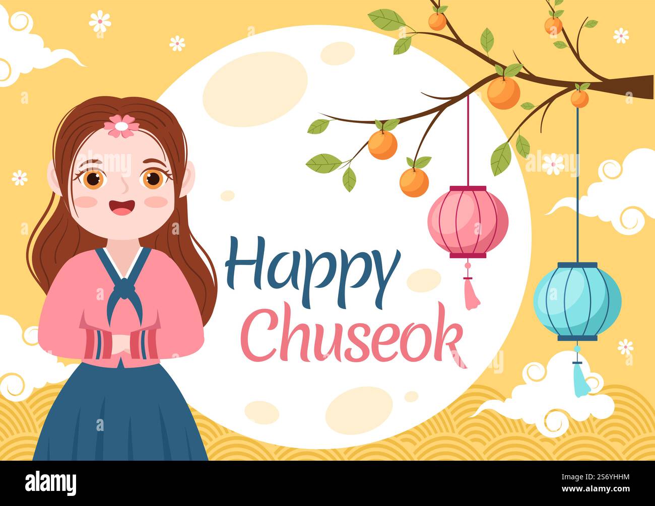 Happy Chuseok Day in Korea for Thanksgiving with People in Traditional ...