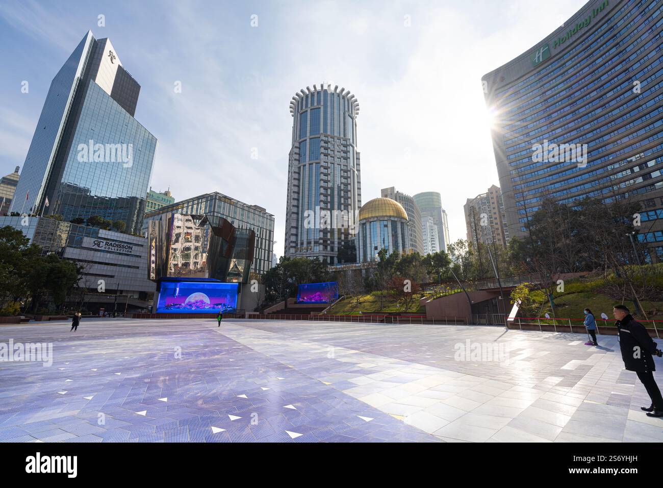 Shanghai, China. January 7, 2025. view of Century Square along Nanjing ...