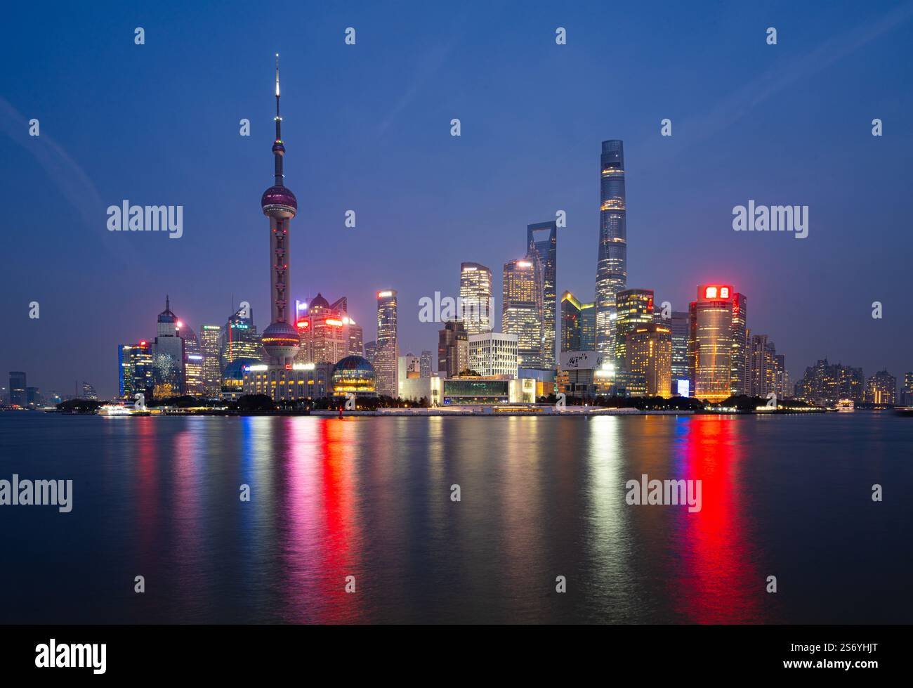 Shanghai, China. January 7, 2025. Panoramic view the Bund of the iconic ...