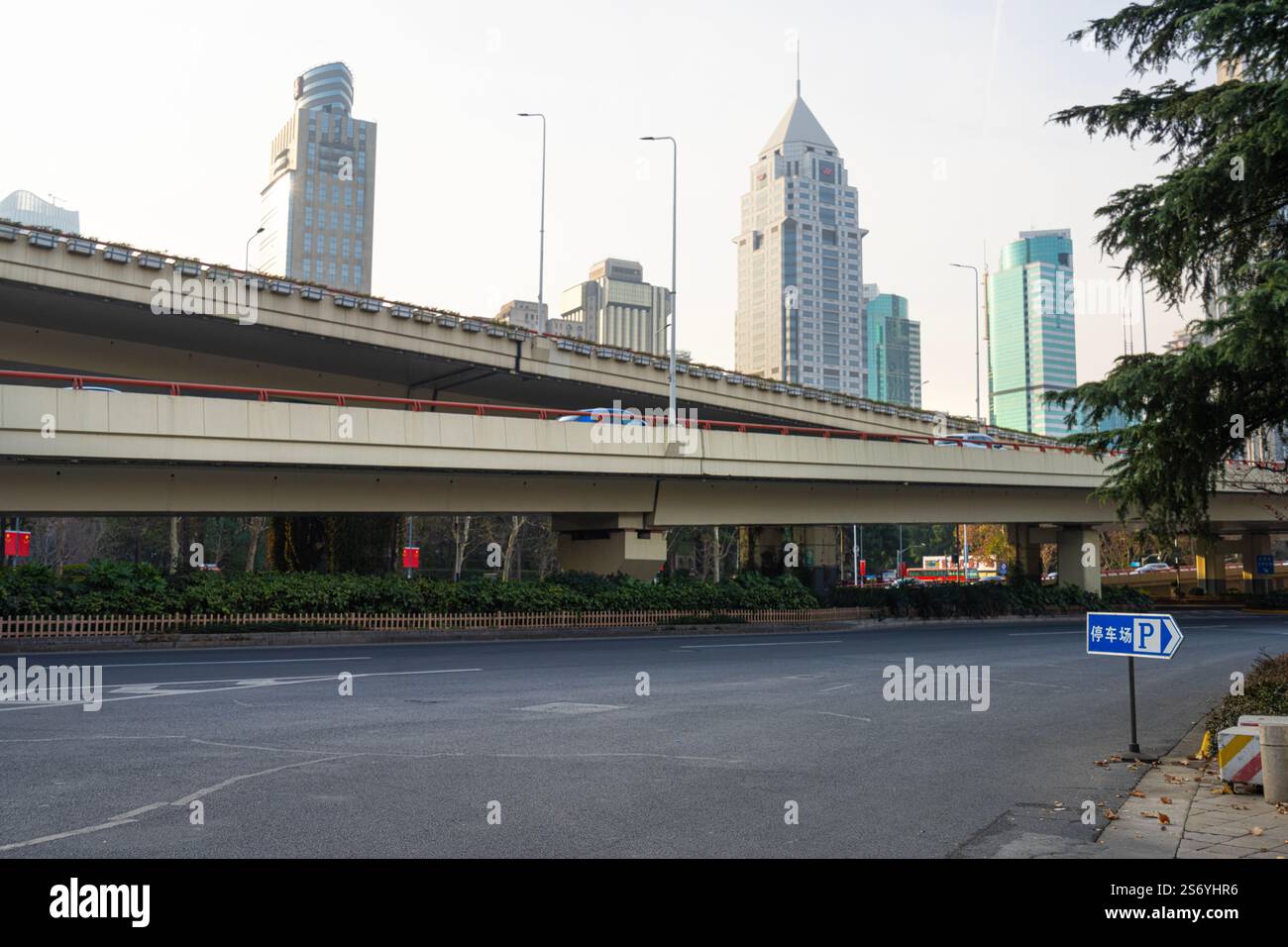 Shanghai, China. January 7, 2025. an elevated road intersection in the ...