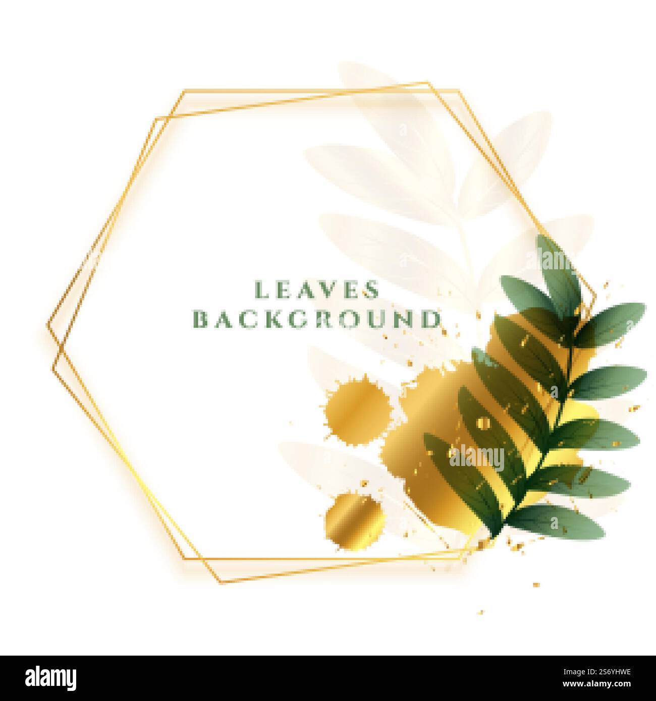 leaves background with golden hexagonal frame Stock Vector Image & Art ...