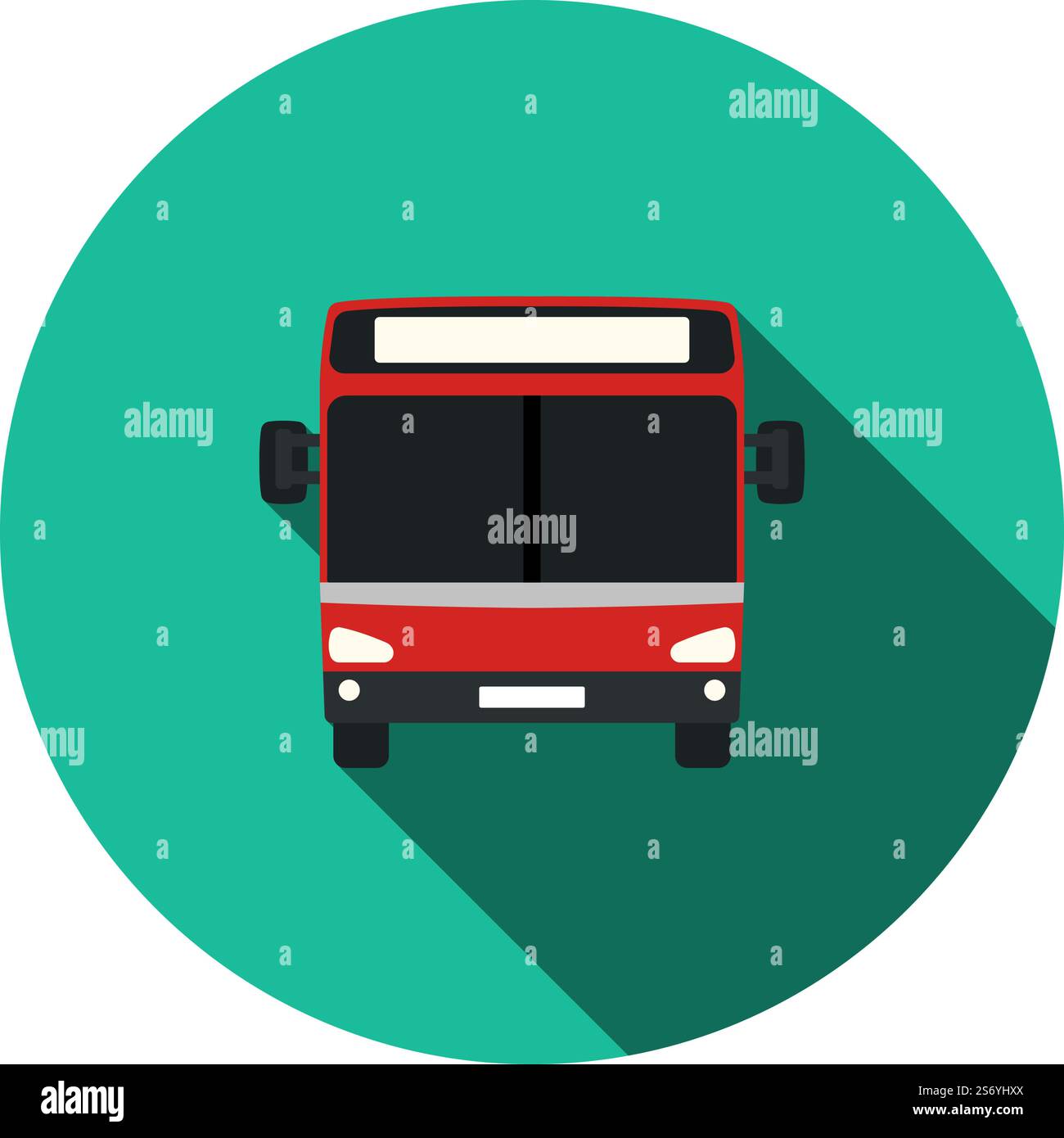 City Bus Icon. Flat Circle Stencil Design With Long Shadow. Vector ...