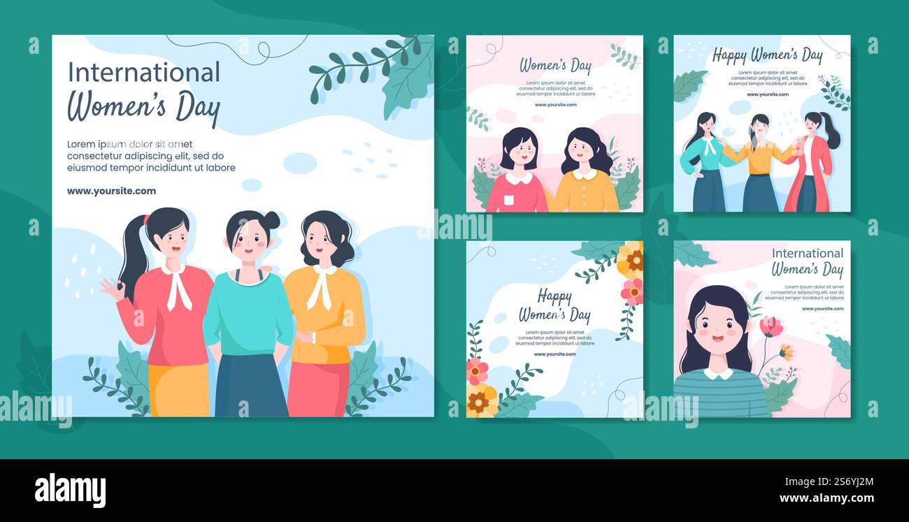International Women Day Social Media Post Template Flat Cartoon ...