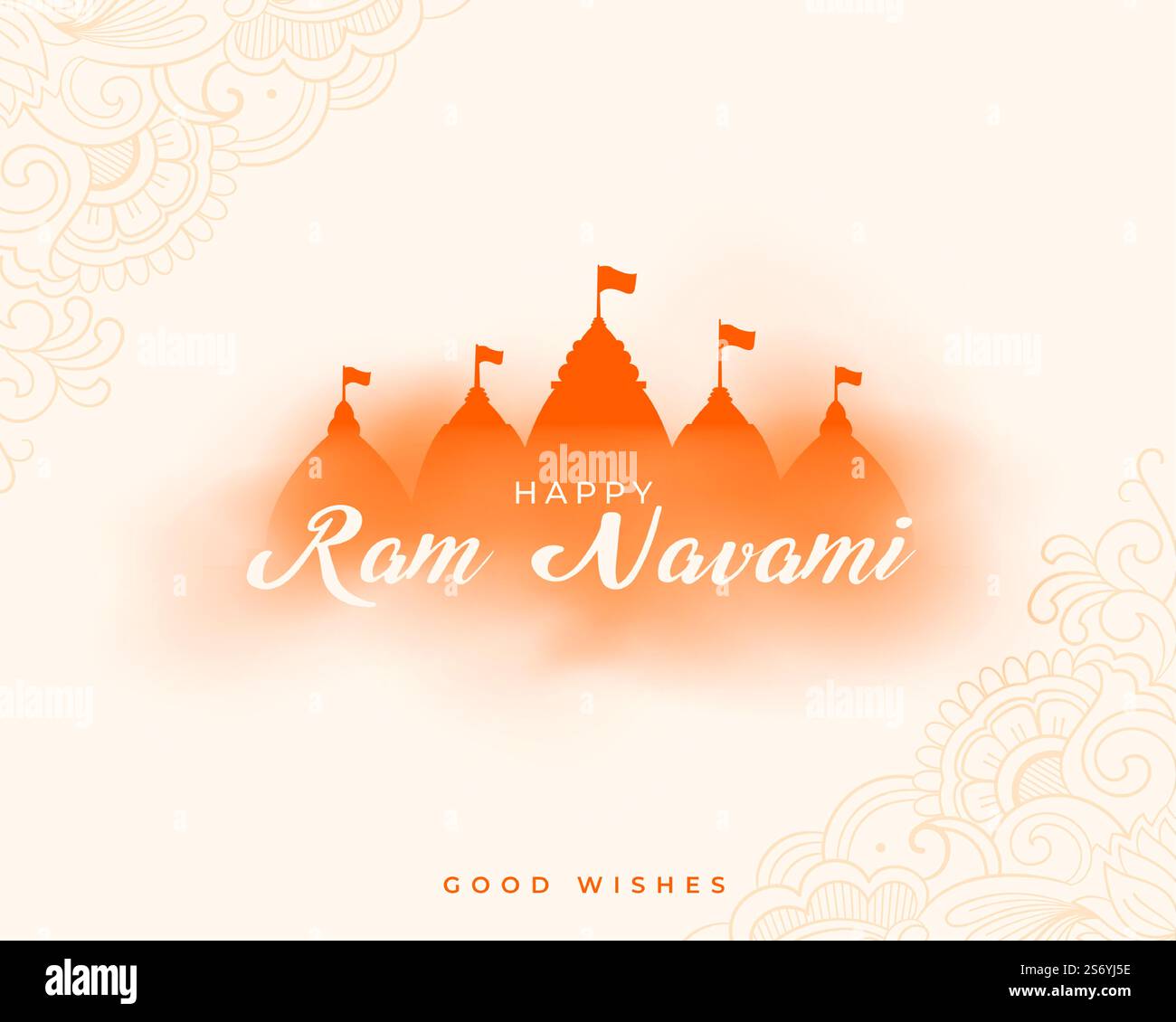 ram navami festival wishes card with temple design Stock Vector Image ...