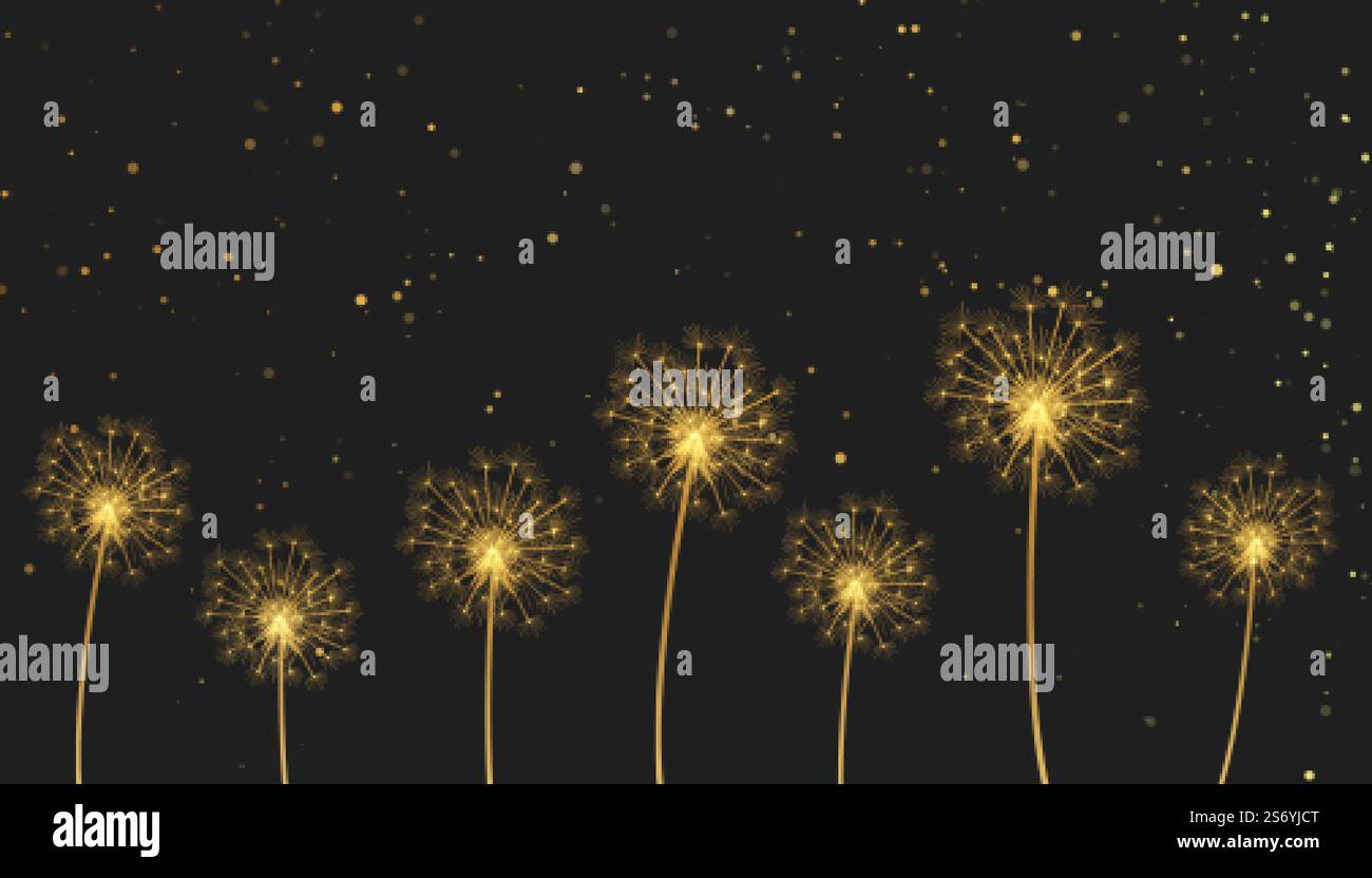 golden dandelion flower seeds background Stock Vector Image & Art - Alamy
