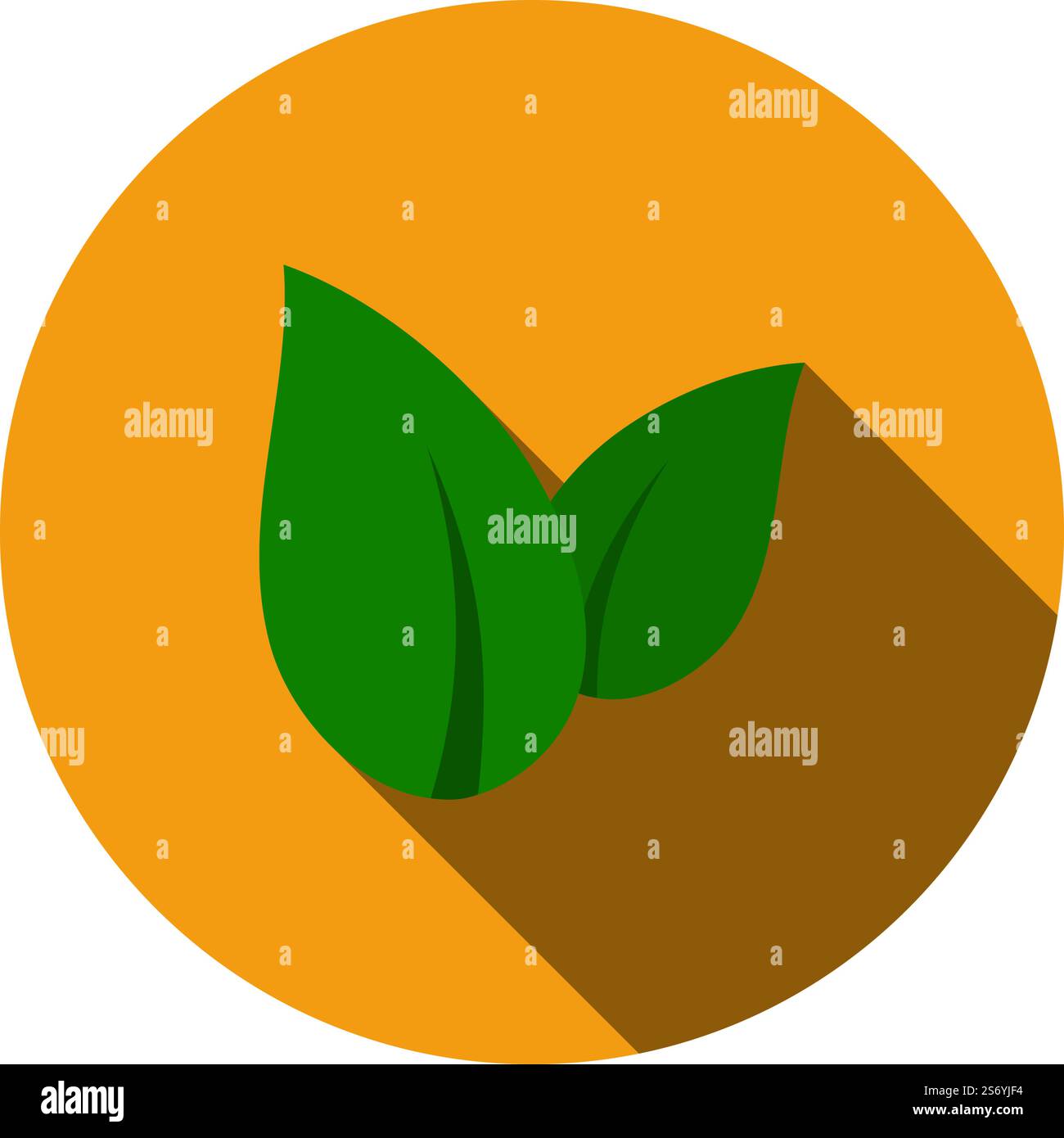 Spa Leaves Icon. Flat Circle Stencil Design With Long Shadow. Vector ...