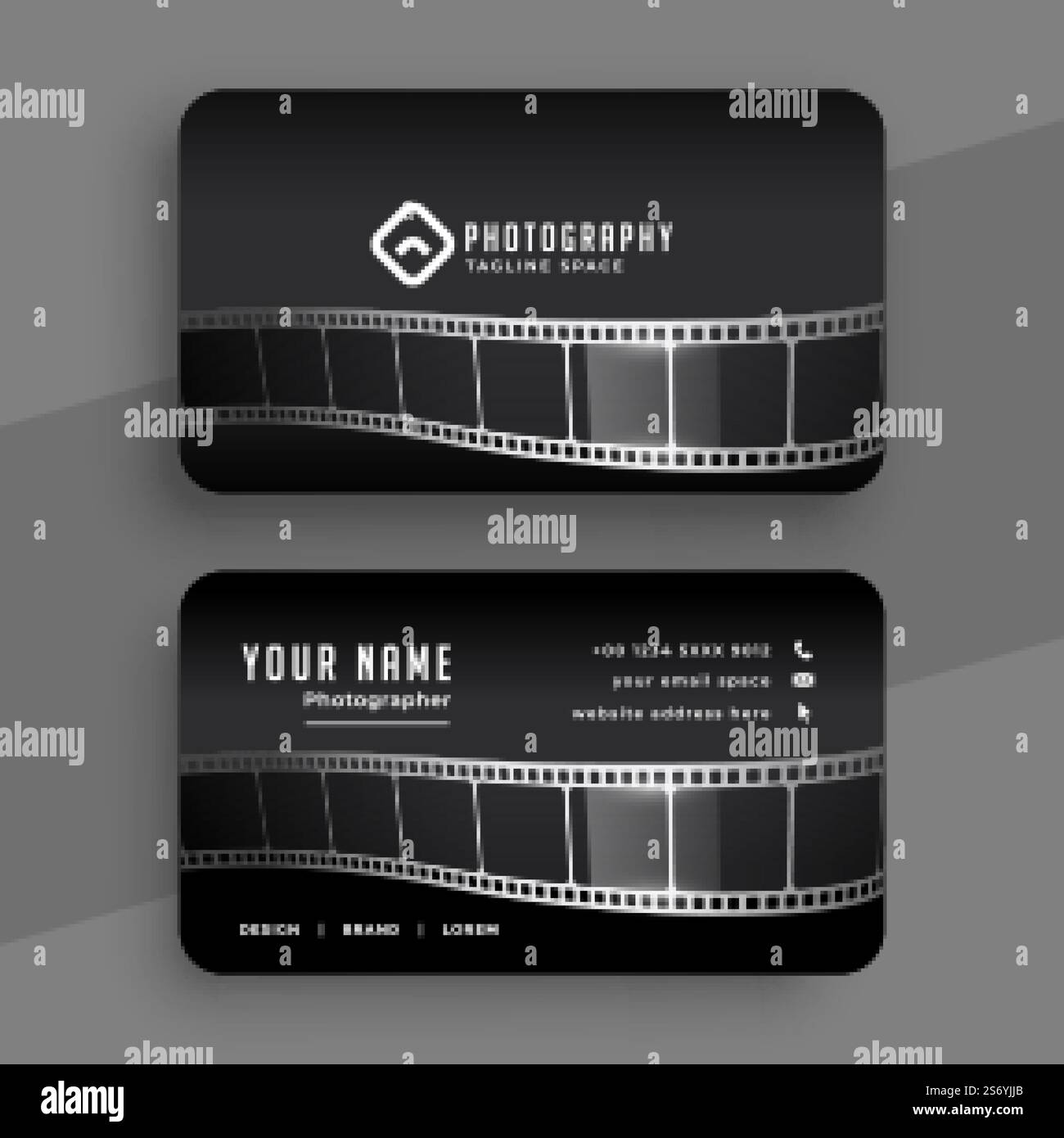 photographers business card with film reel design Stock Vector Image ...