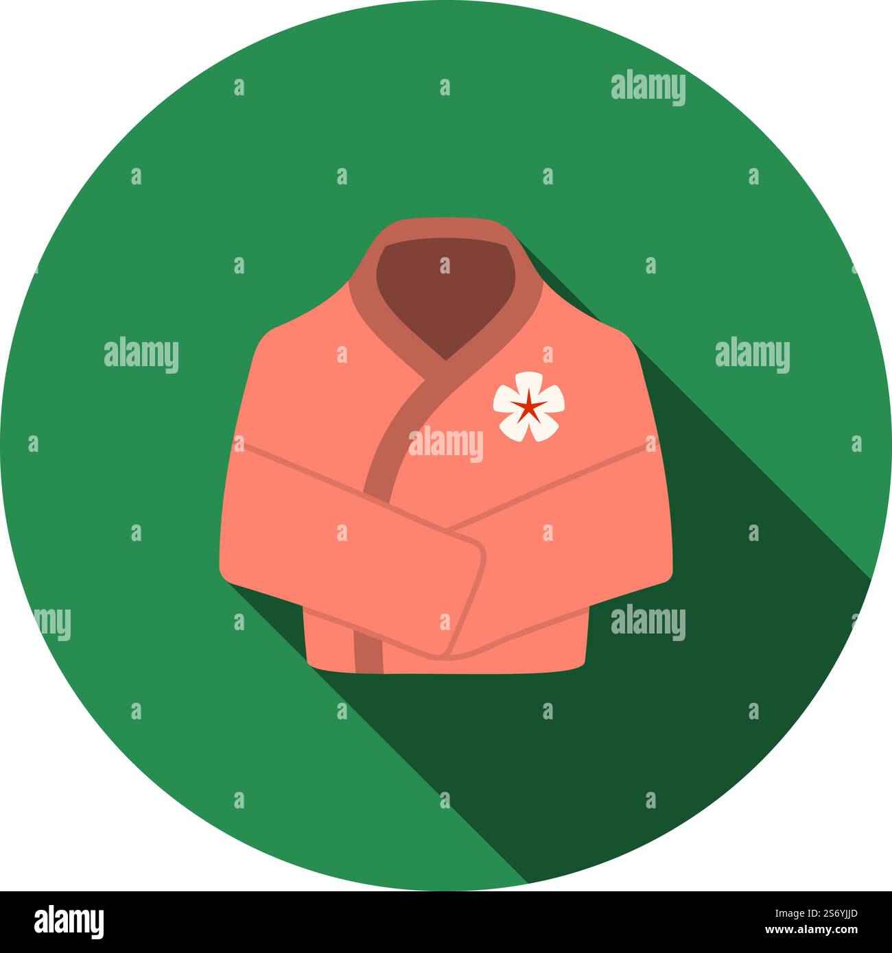 Spa Bathrobe Icon. Flat Circle Stencil Design With Long Shadow. Vector ...