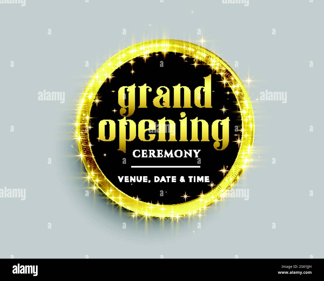 grand opening banner template with golden sparkles design Stock Vector ...