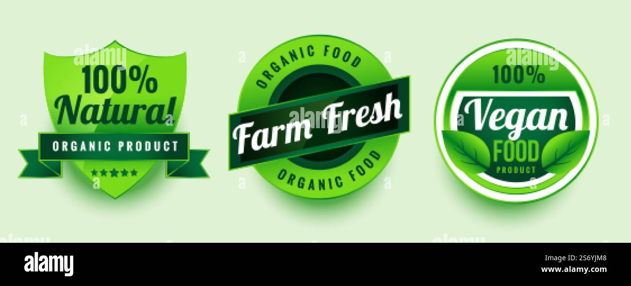 farm fresh vegan food labels set Stock Vector Image & Art - Alamy