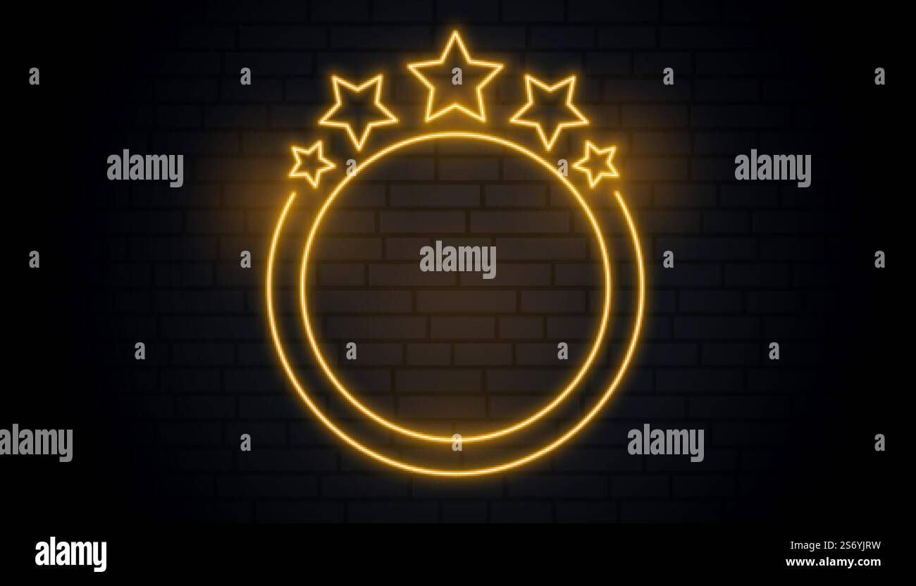 nice golden neon circular frame with stars Stock Vector Image & Art - Alamy