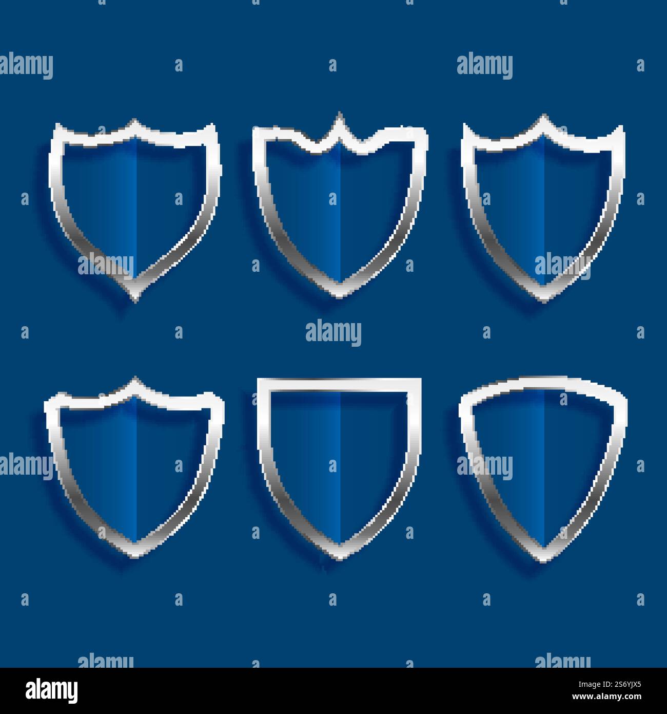 metallic shield badges shiny icons set design Stock Vector Image & Art ...