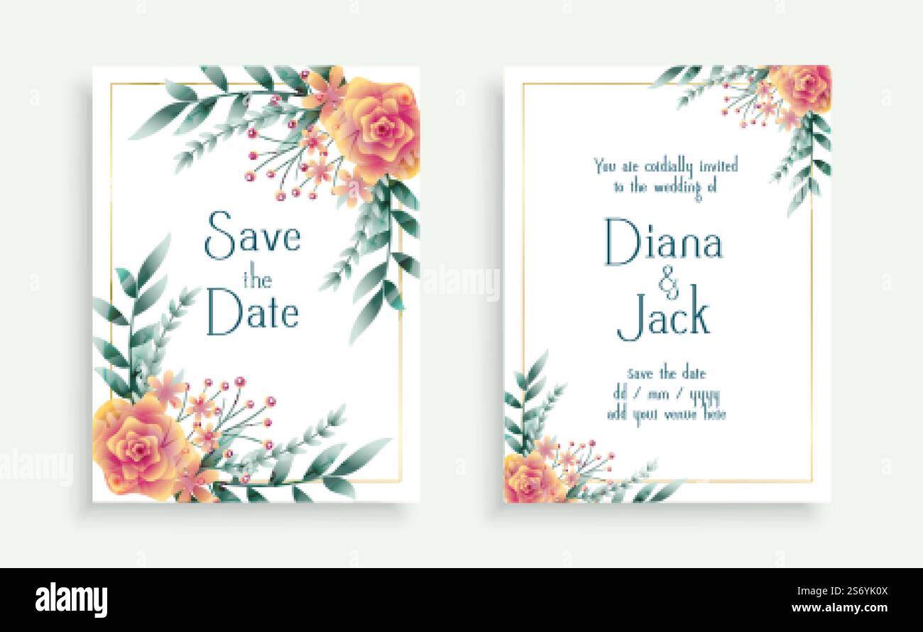 decorative flower wedding card template design Stock Vector Image & Art ...