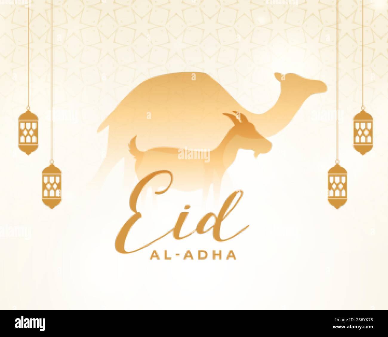 eid al adha islamic greeting with camel and goat design Stock Vector ...