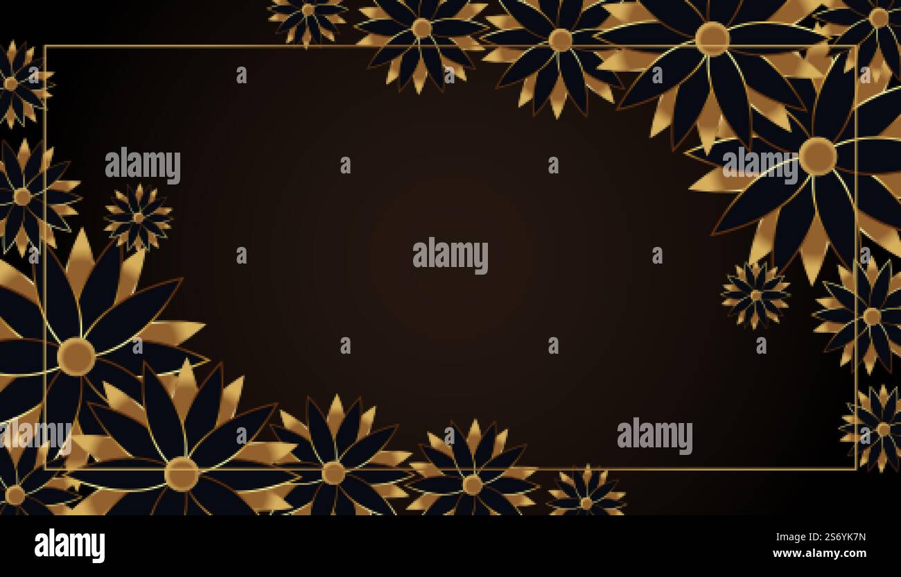 black and golden flowers background Stock Vector Image & Art - Alamy